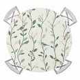 Birds on A Tree Branch Elastic Fitted Round Table Cover Tree Leaves ...