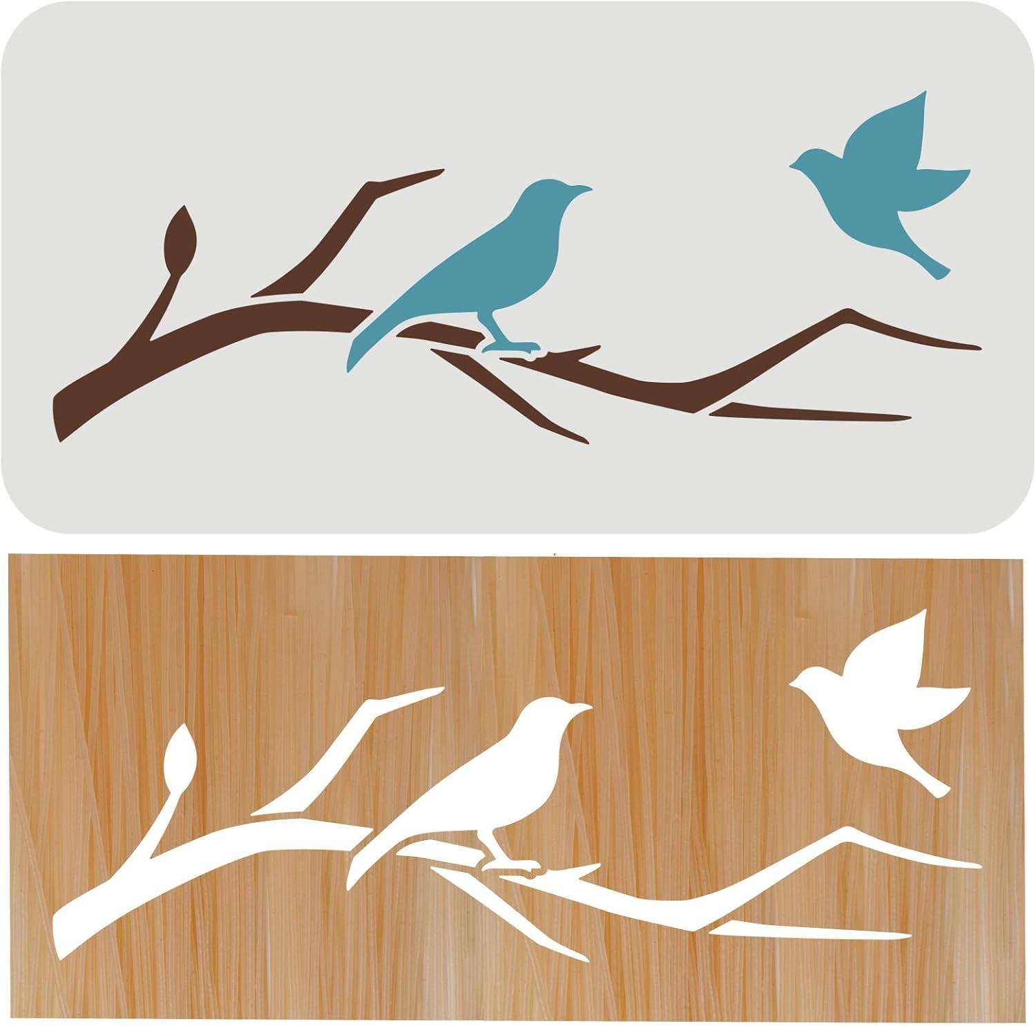 Birds Tree Branches Stencil 30x15cm Reusable Furniture Details Stencil ...