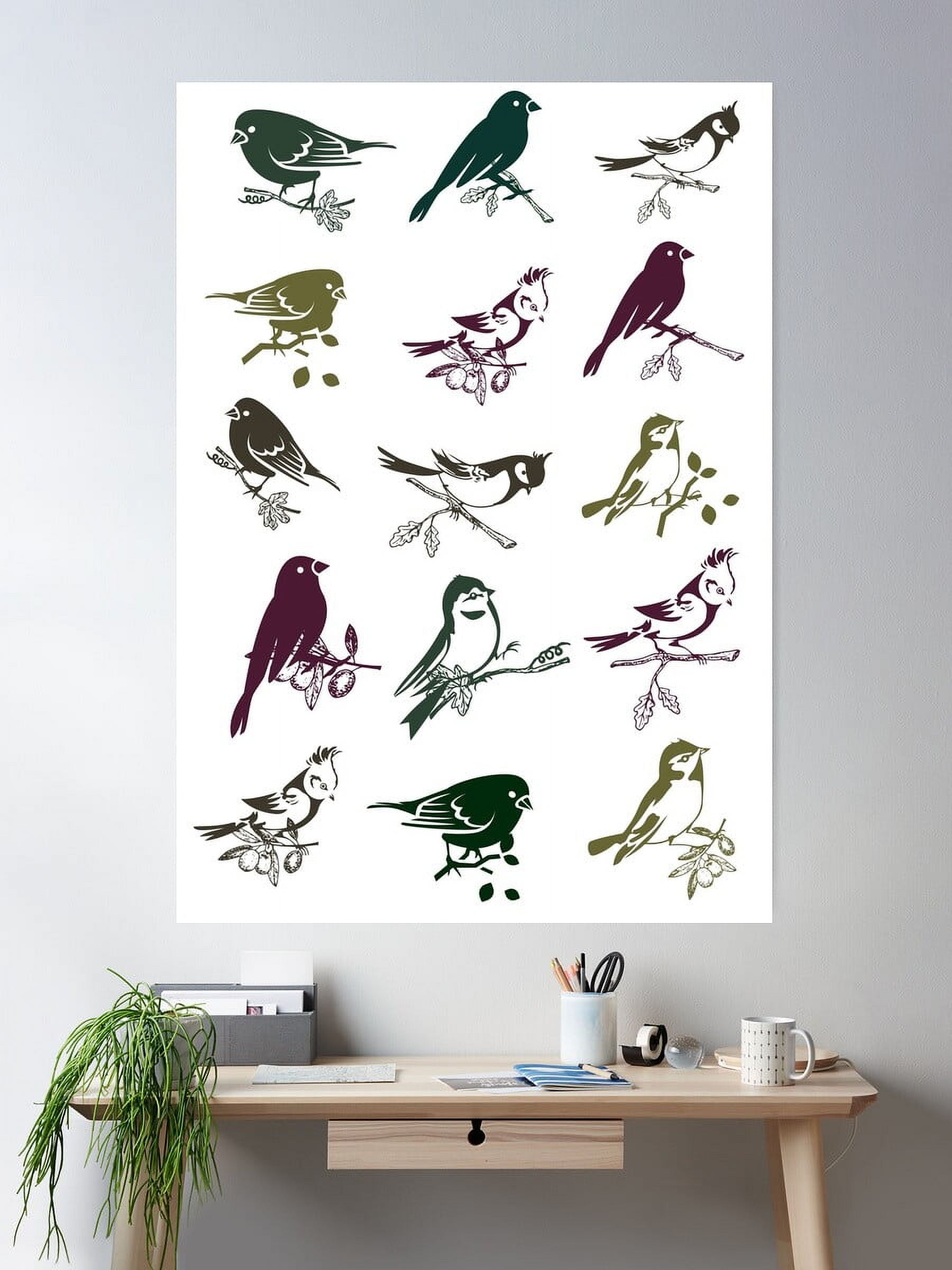Birds Tweeting Poster Wall Art Modern Wall Decor For Living Room ...