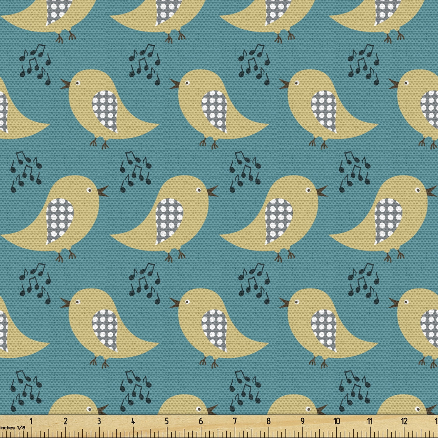 Birds Upholstery Fabric by the Yard, Singing Flying Doves of Polka ...