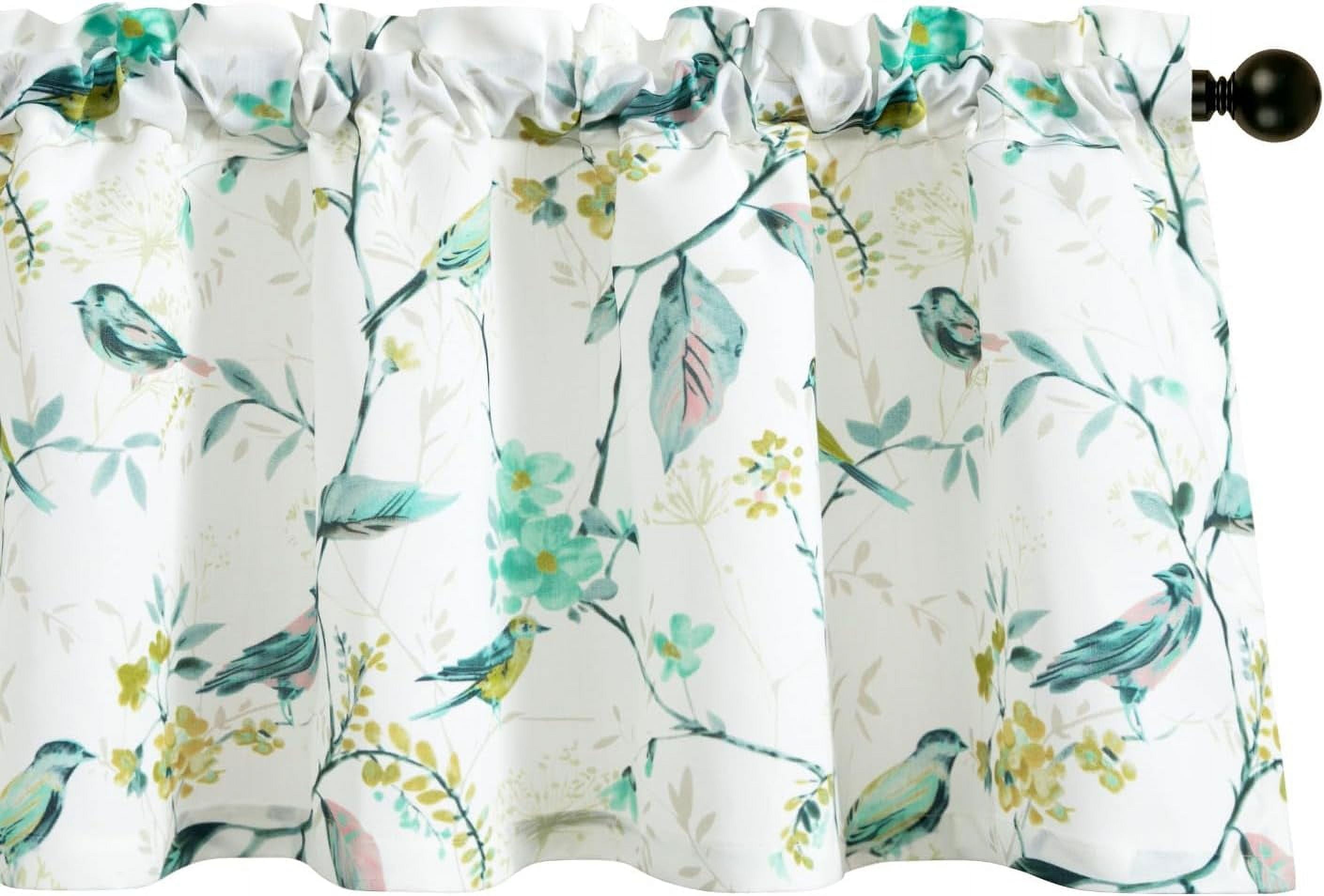 Birds Vines Printed Curtains Valance for Kitchen Bath Laundry Bedroom ...