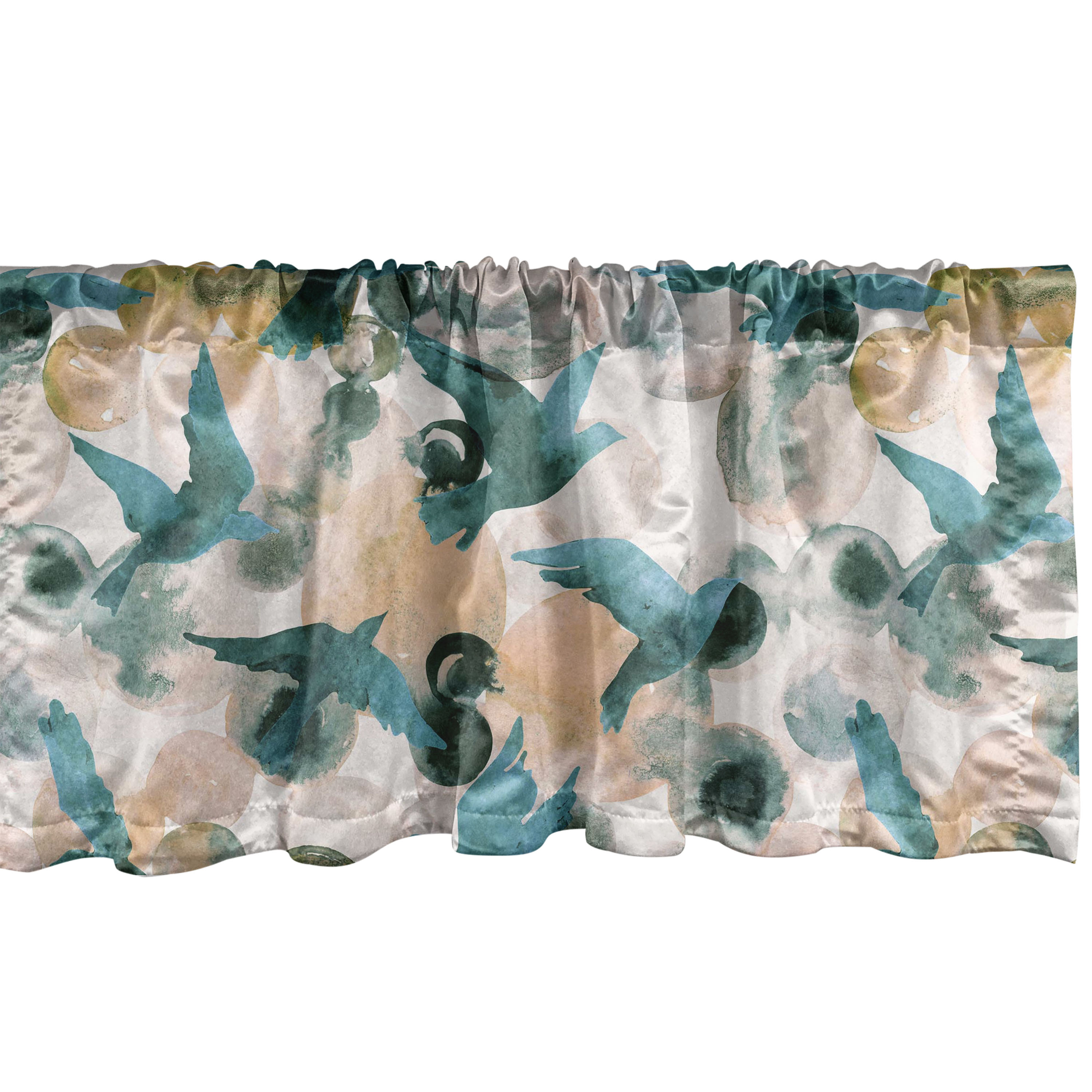 Birds Window Valance, Watercolor Art of Flying Swallow Silhouettes and ...