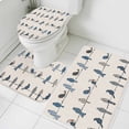 Birds on the Wire Blue Grey Burlap Background Bathroom Rugs Set Non ...