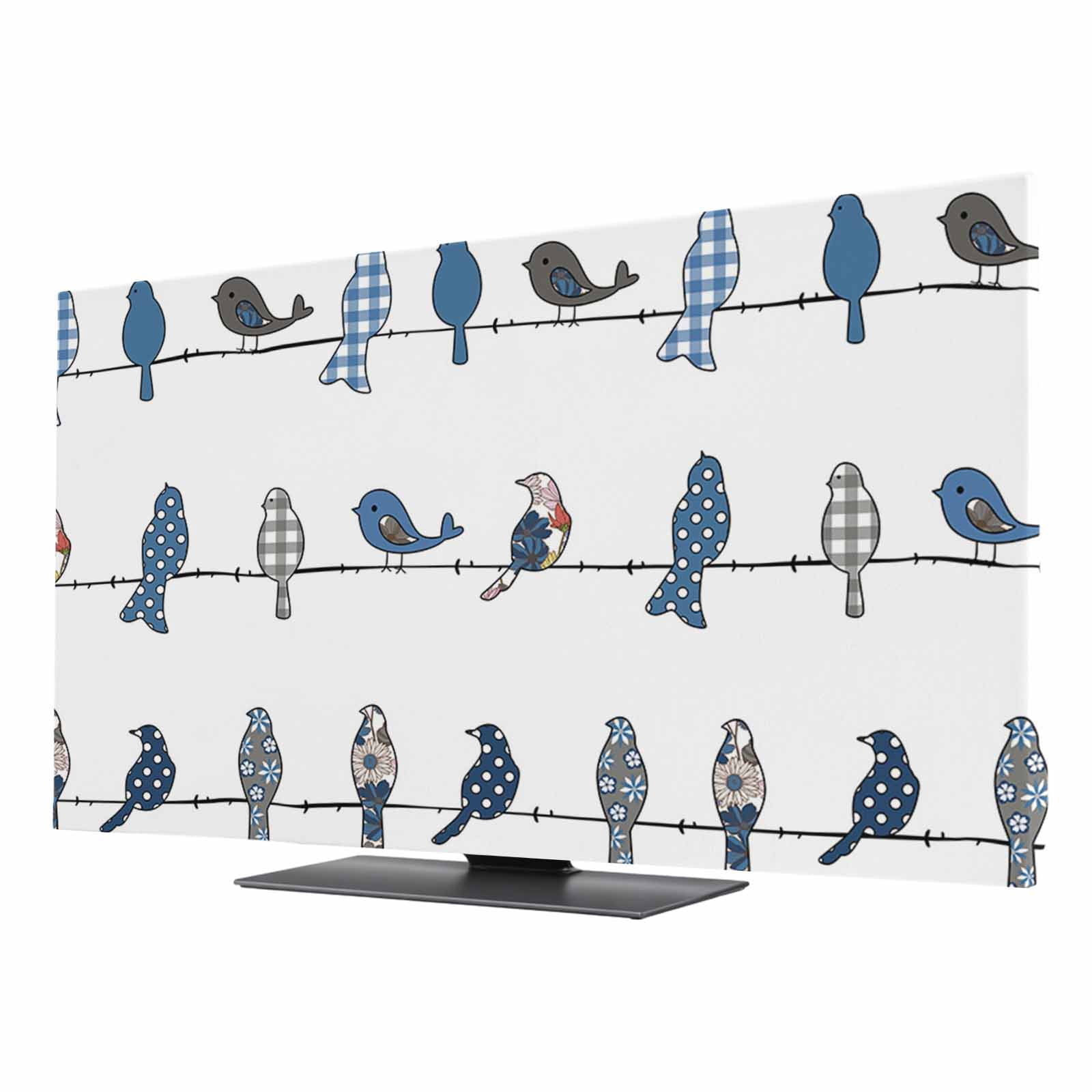 Birds on the Wire Blue Grey TV Dust Cover 65 Inch, Computer Monitor ...