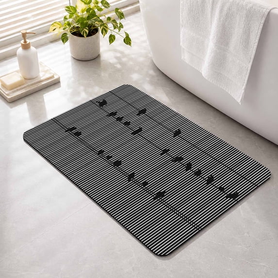 Birds on Wire Non Slip Bathroom Mat, Modern Minimalist Orange Gray ...