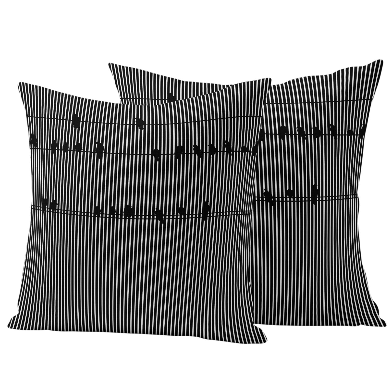 Birds on Wire Outdoor Pillow Covers Set of 2 Modern Minimalist Orange ...