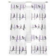 Birds on the Wire Purple Grey Sheer Curtains 2 Panels Set Sheer Window ...