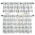 Birds on the Wire Teal Grey Kitchen Curtains Set for Windows, Curtains ...
