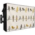 Birds on the Wire Yellow Grey Orange Burlap Background Outdoor TV Cover ...
