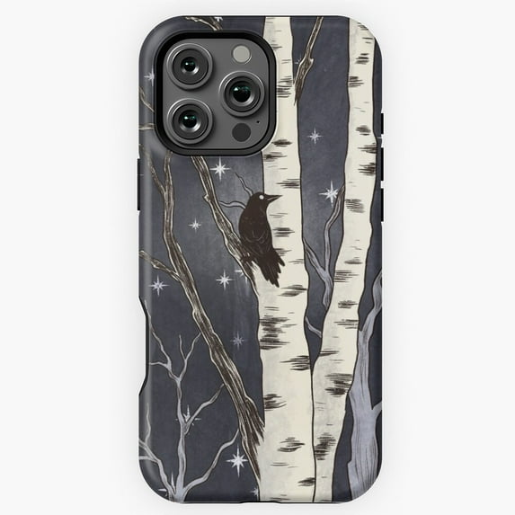 Birds and Birch Trees Elegant Forest iPhone Case 11 12 13 14 15 16 17 ...