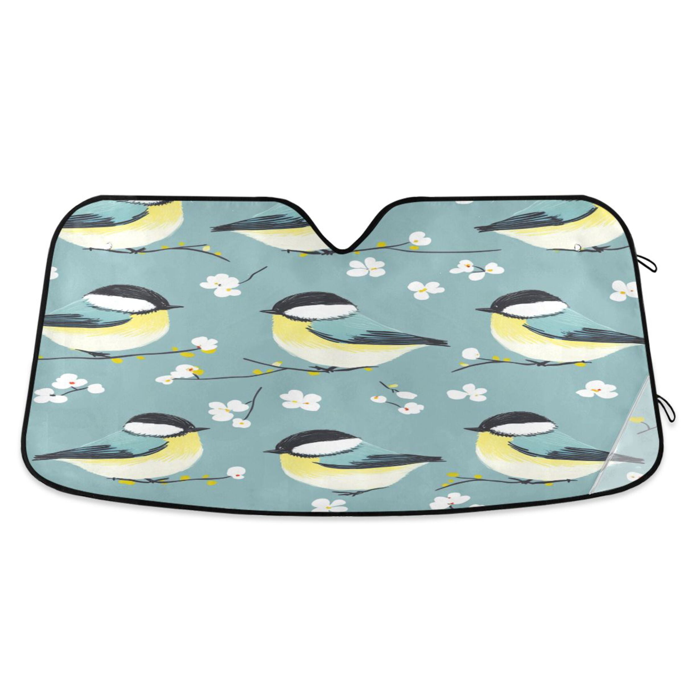 Birds and Blooms Car Sunshade 53x23.5in Windshield Sunscreen 4 Suction ...