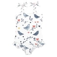 Birds and Branches Pattern Girls' One-Piece Swimsuit Bowknot Tie ...