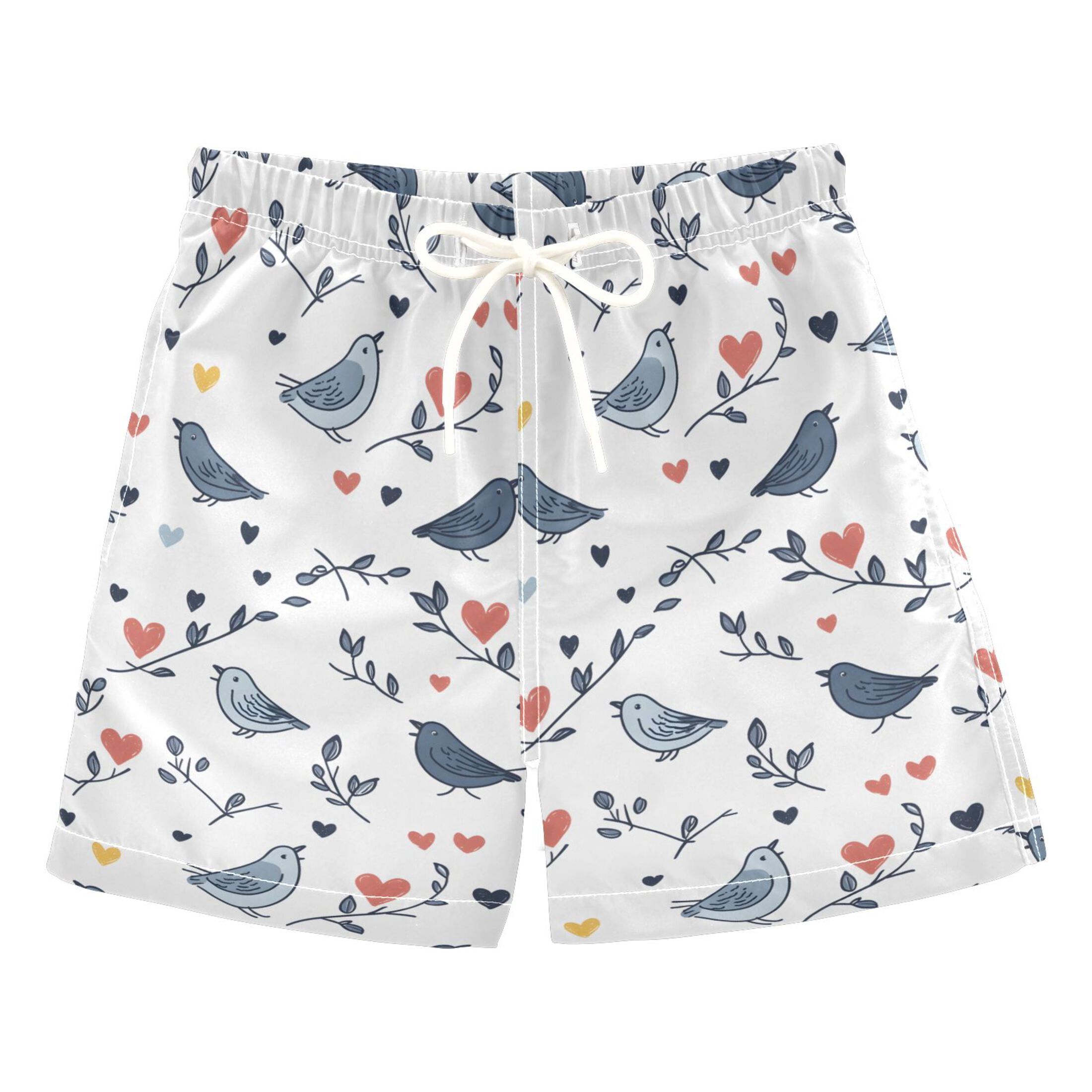 Birds and Branches Pattern Swim Trunks Quick Dry Beach Pool Board ...