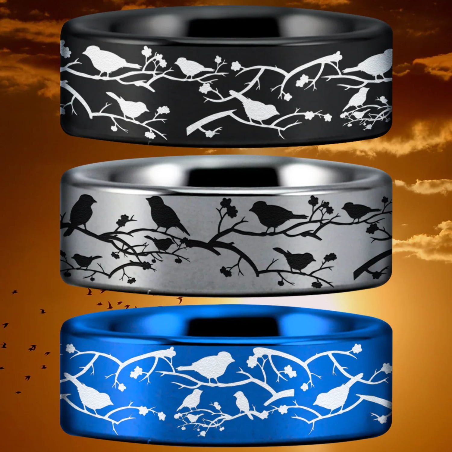 Birds and Branches Tungsten Carbide Ring - Walmart.com
