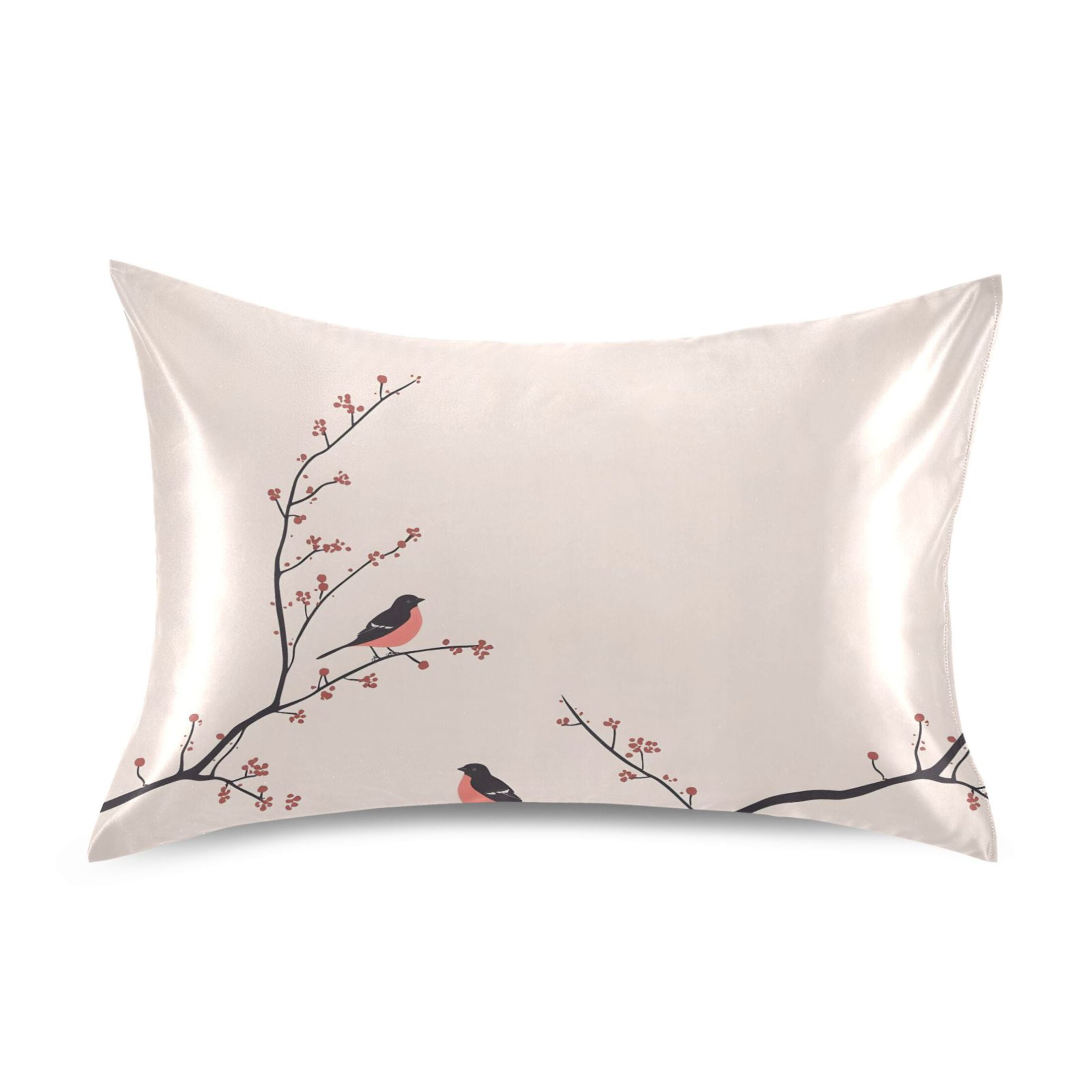 Birds and Flowers Design Pillowcase Queen Size Luxury Silky Soft ...