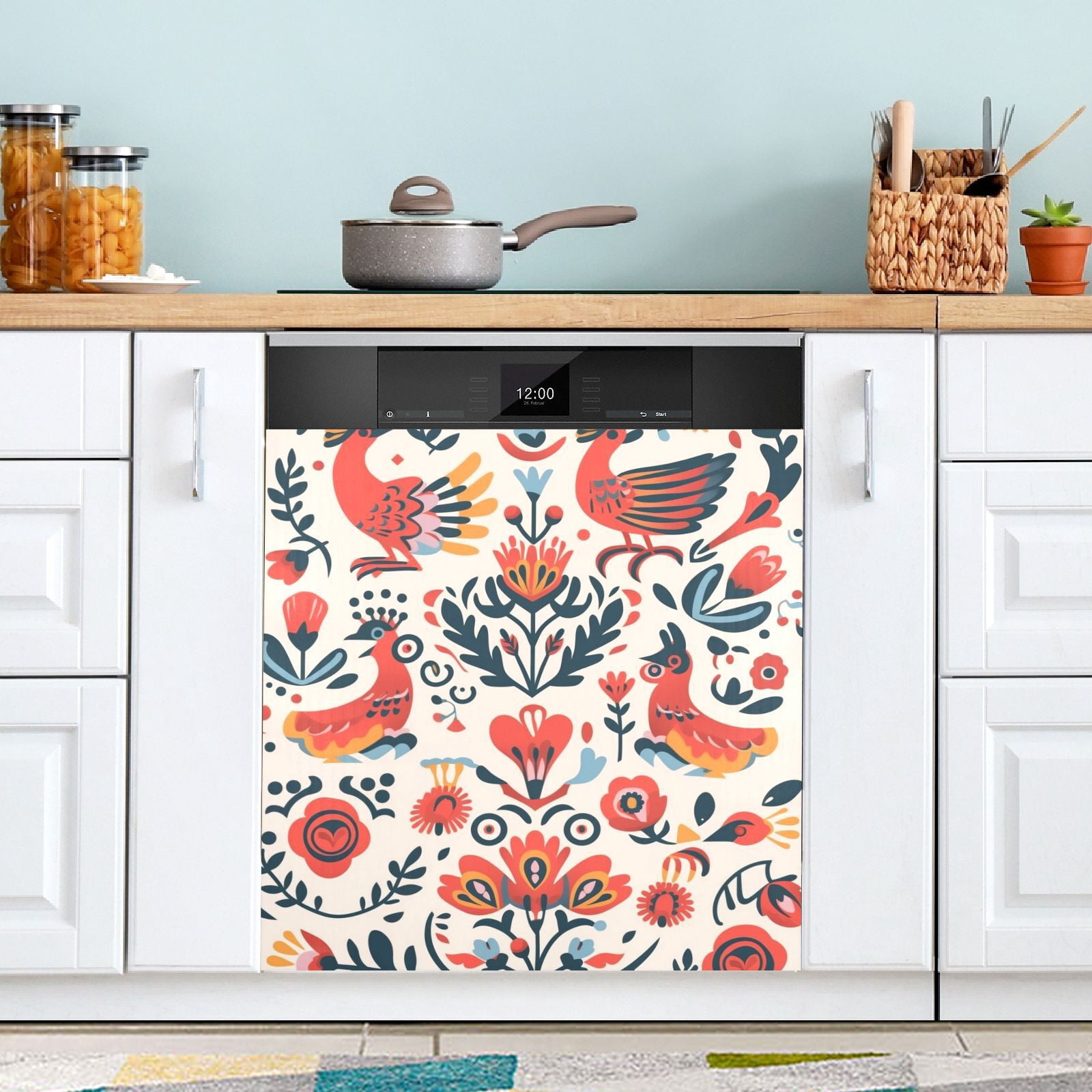 Birds and Flowers Dishwasher Magnet Cover Magnetic Dishwasher ...