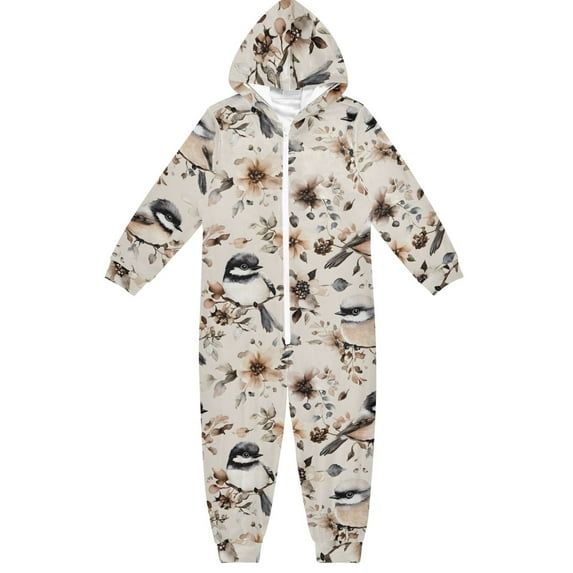 Birds and Flowers One Piece Pajamas Soft Jumpsuit Cozy Sleep and Play ...
