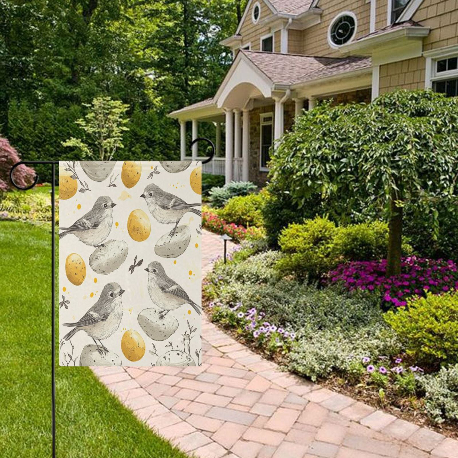 Birds and Gold Egg Garden Flag Double Sided 12 x 18 Inch Outside Yard ...