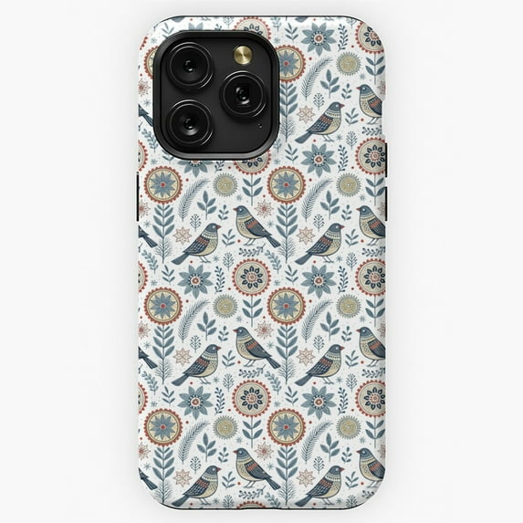 Birds and Rosette Fillers Floral Art iPhone Case 17 through 11 Pro Max ...