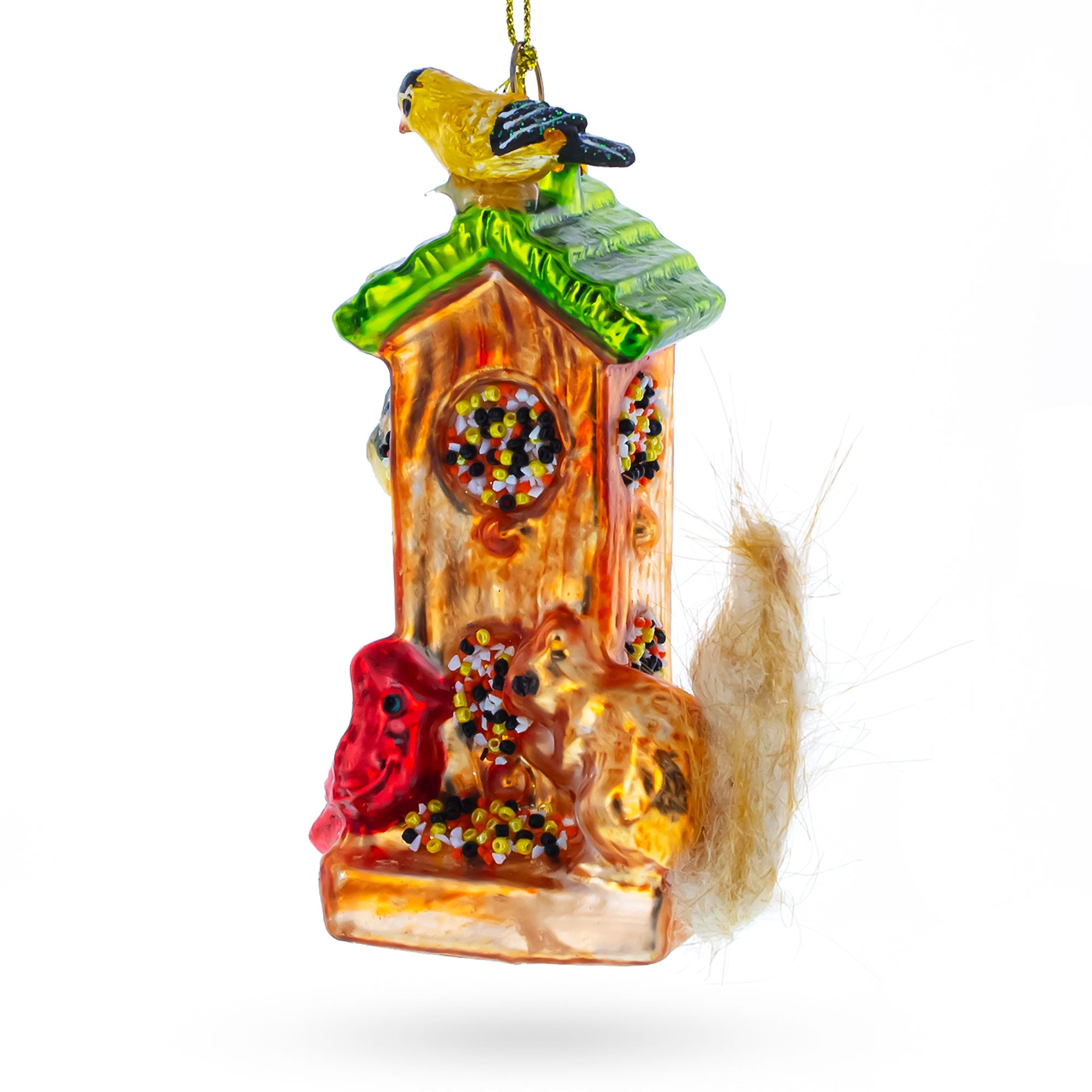 Birds and Squirrel at Birdfeeder Glass Christmas Ornament - Walmart.com