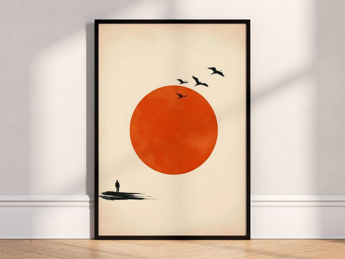 Birds and Sun Japanese Style Wall Art Poster Unframed Paper Print ...
