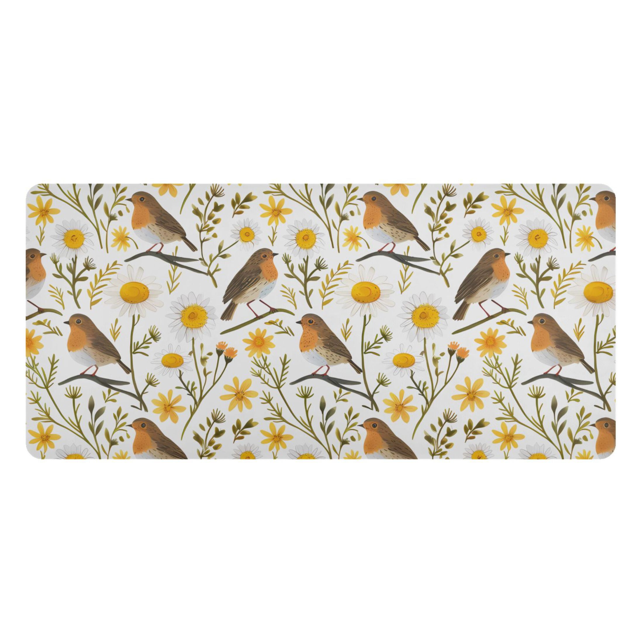 Birds and Sunflowers Desk Mats Large Mouse Pad Long Keyboard Computer ...