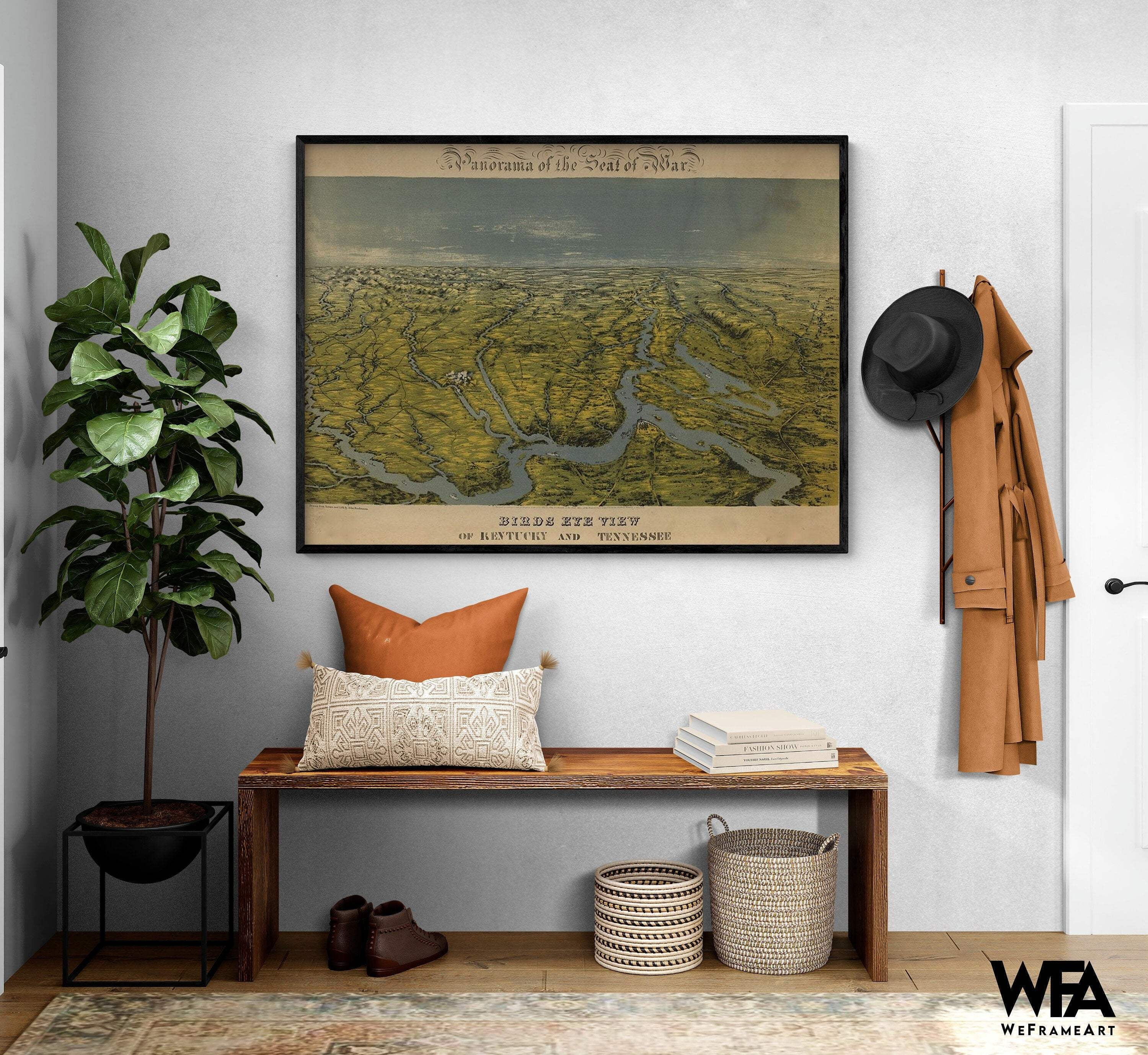 Birds eye view of Kentucky and Tennessee 1862, Antique Kentucky Poster ...