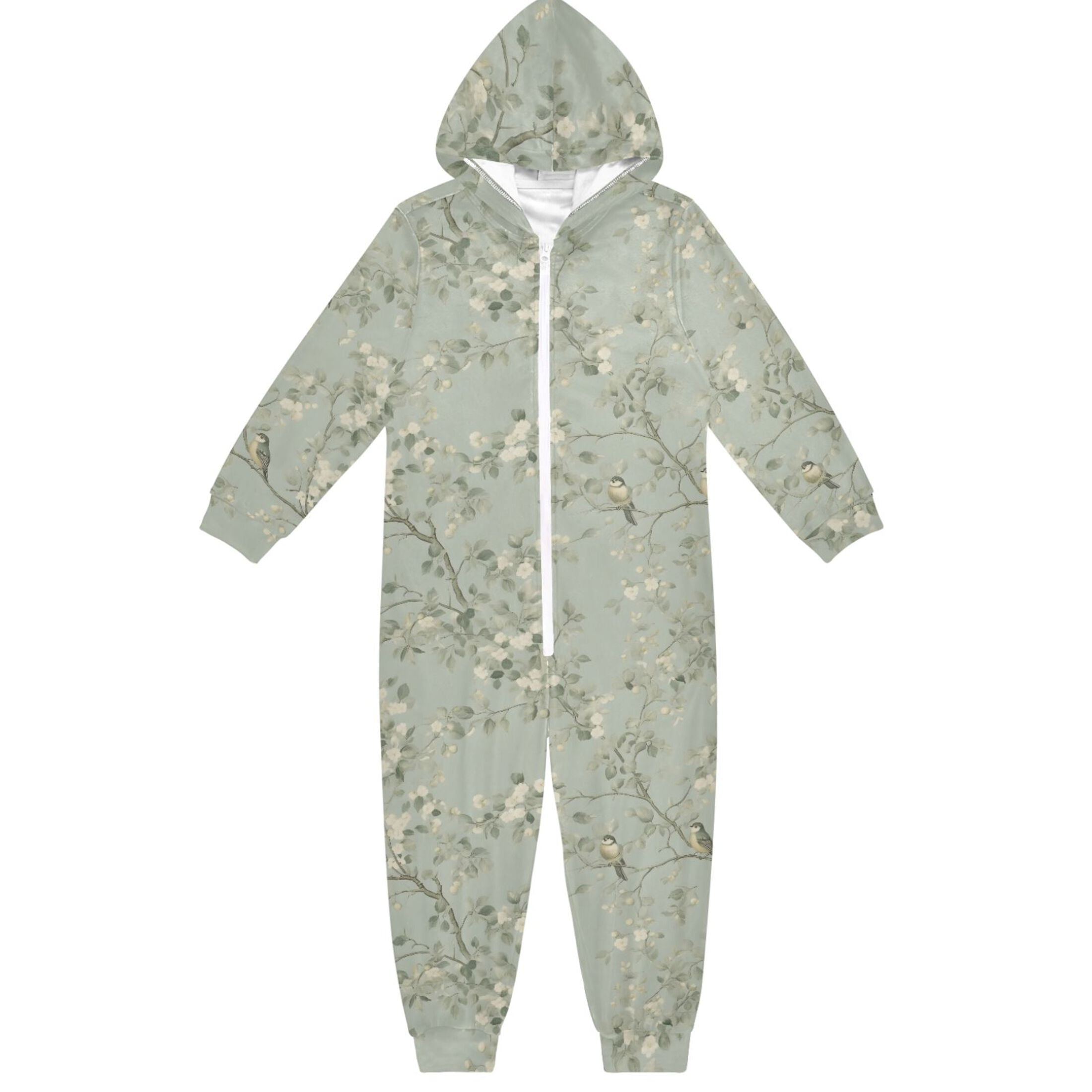 Birds in Bloom One Piece Pajamas Soft Jumpsuit Cozy Sleep and Play Romper Zipper and Pockets 4T ...