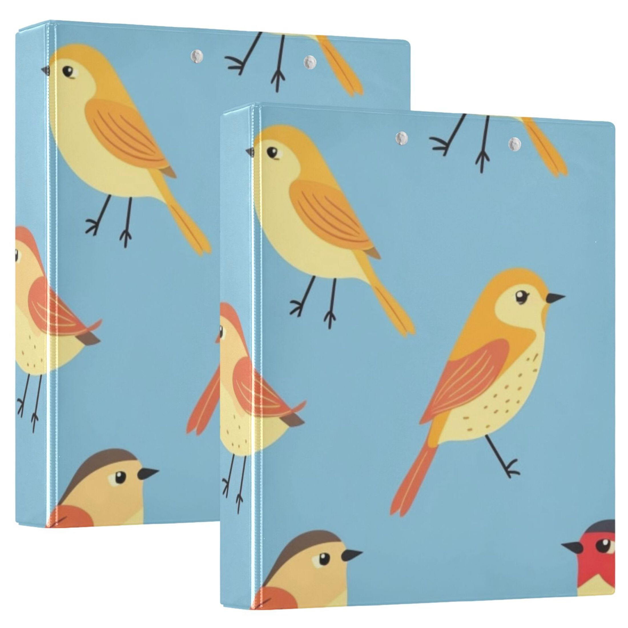Birds in Blue 3 Ring Binders 1.5 inch Hardcover File Folders with Interior Pockets A4 Size ...
