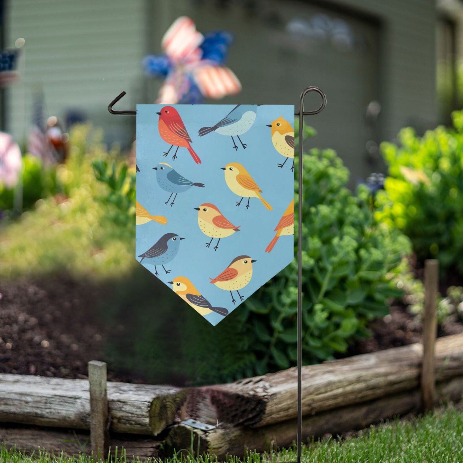 Birds in Blue Garden Flag 18" x 12.5" Double Sided Yard Lawn Outdoor ...