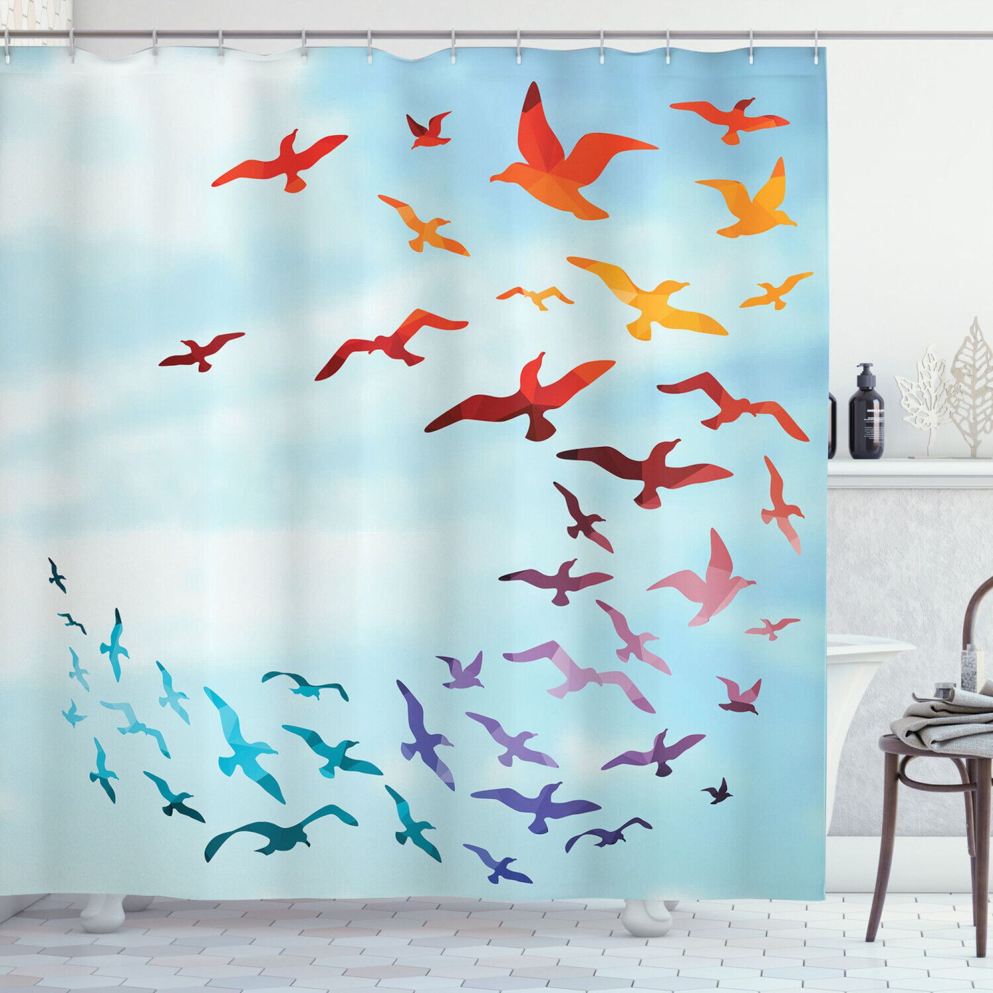 Birds in Flight: Elegant Avian Design Bathroom Curtain - Walmart.com