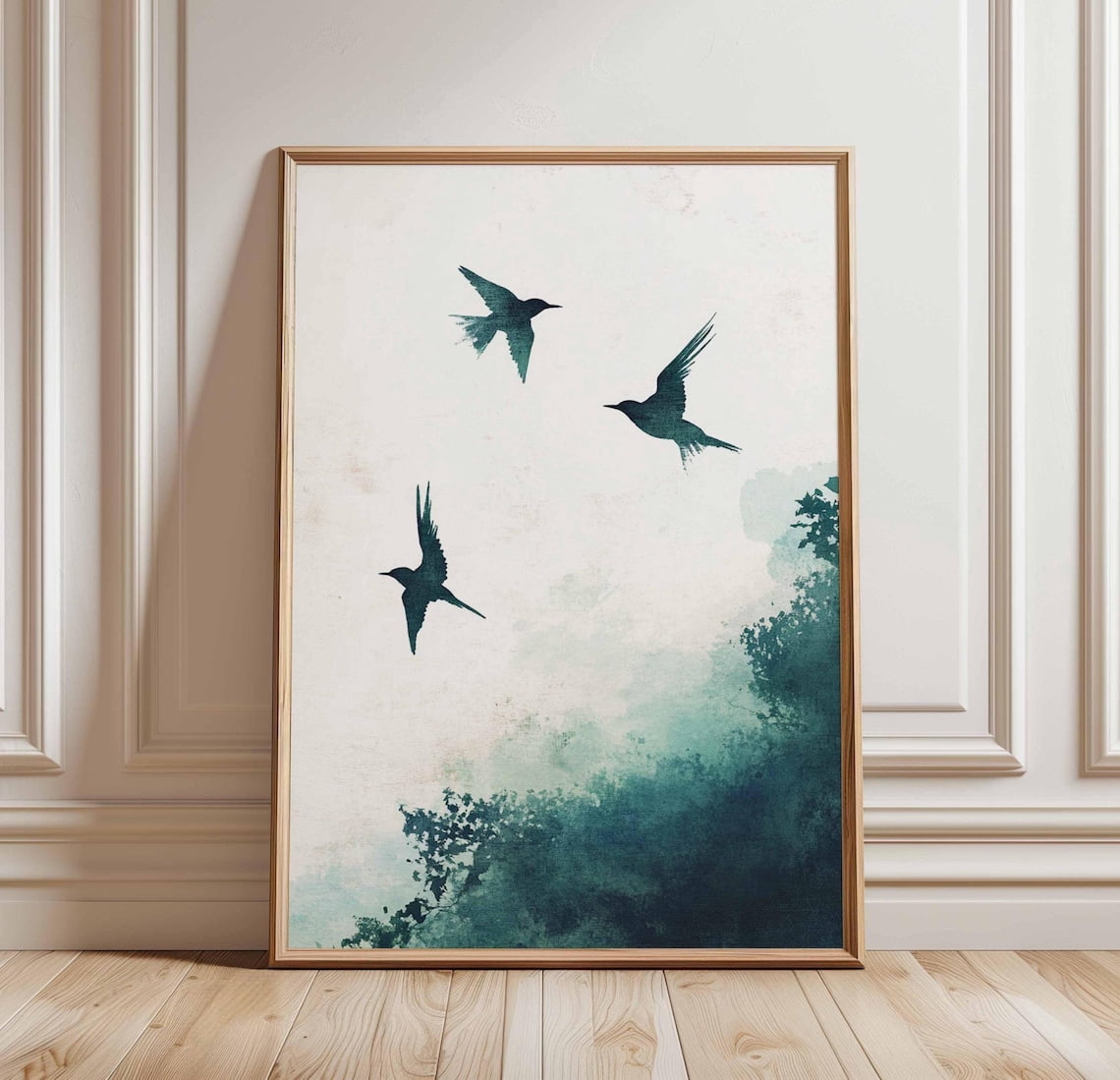 Birds in Flight Poster Minimalist Nature Art Flying Birds Wall Art ...