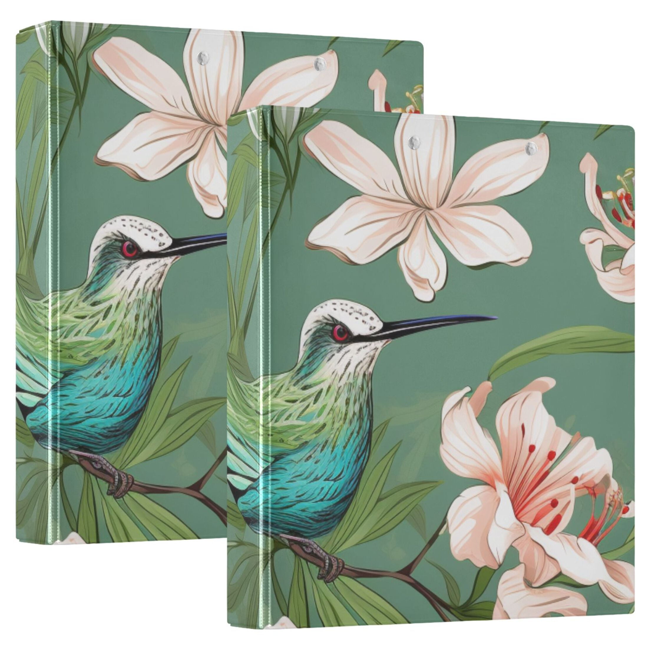 Birds in Lily Floral Hardcover 3 Ring Binder 1.5 inch Round Rings with ...