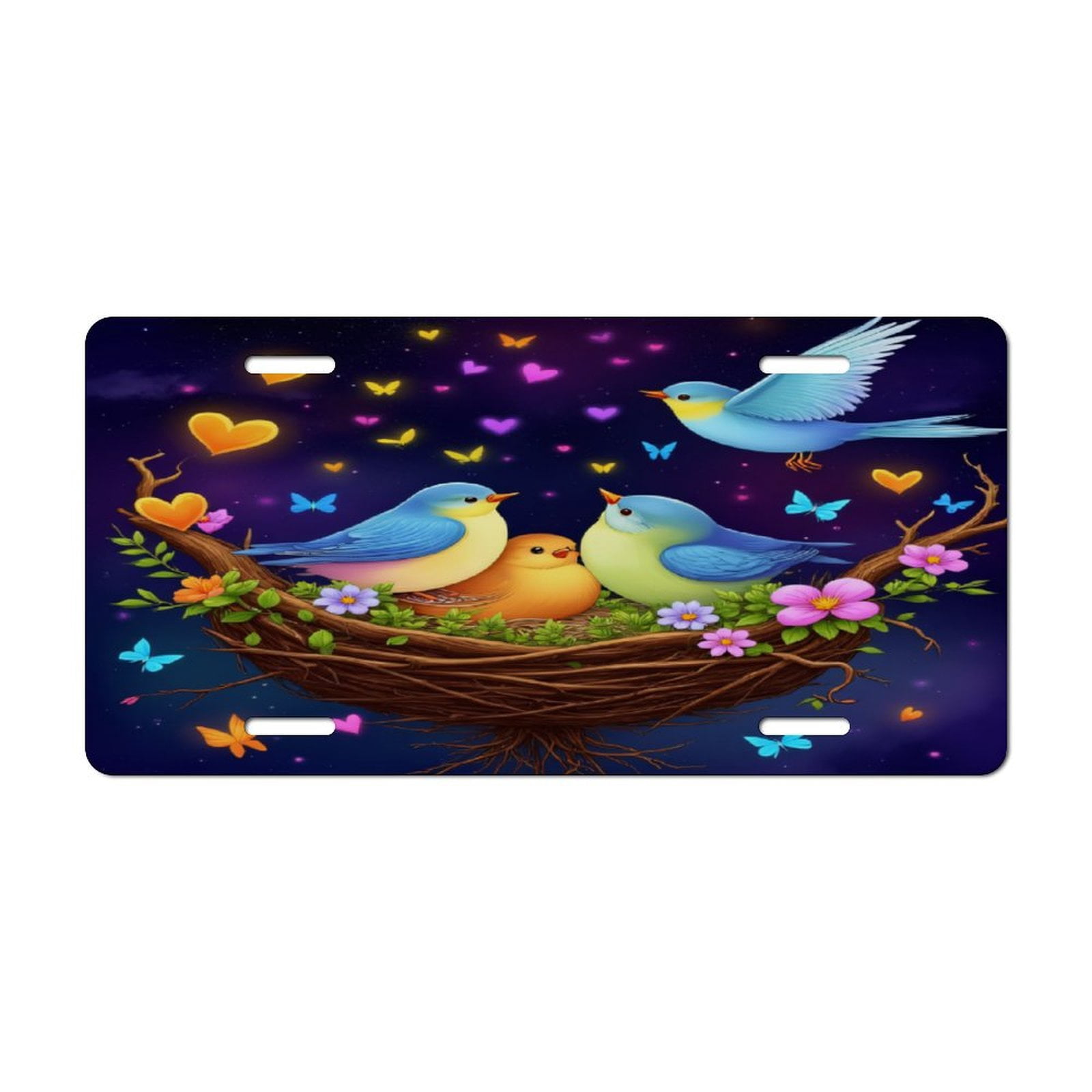 Birds in Nest with Hearts Car Decorative Front License Plate,Vanity Tag ...