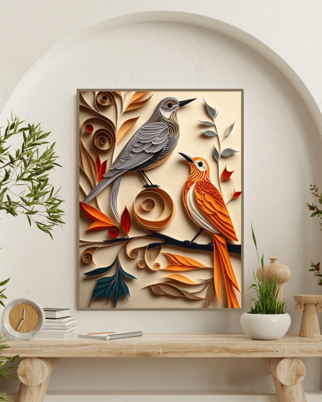 Birds in Paper - Quilled Birds Canvas Wall Art - Walmart.com