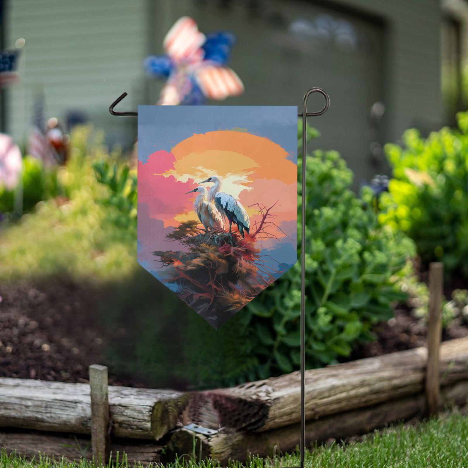 Birds in Tree Garden Flag 18" x 12.5" Double Sided Yard Lawn Outdoor ...