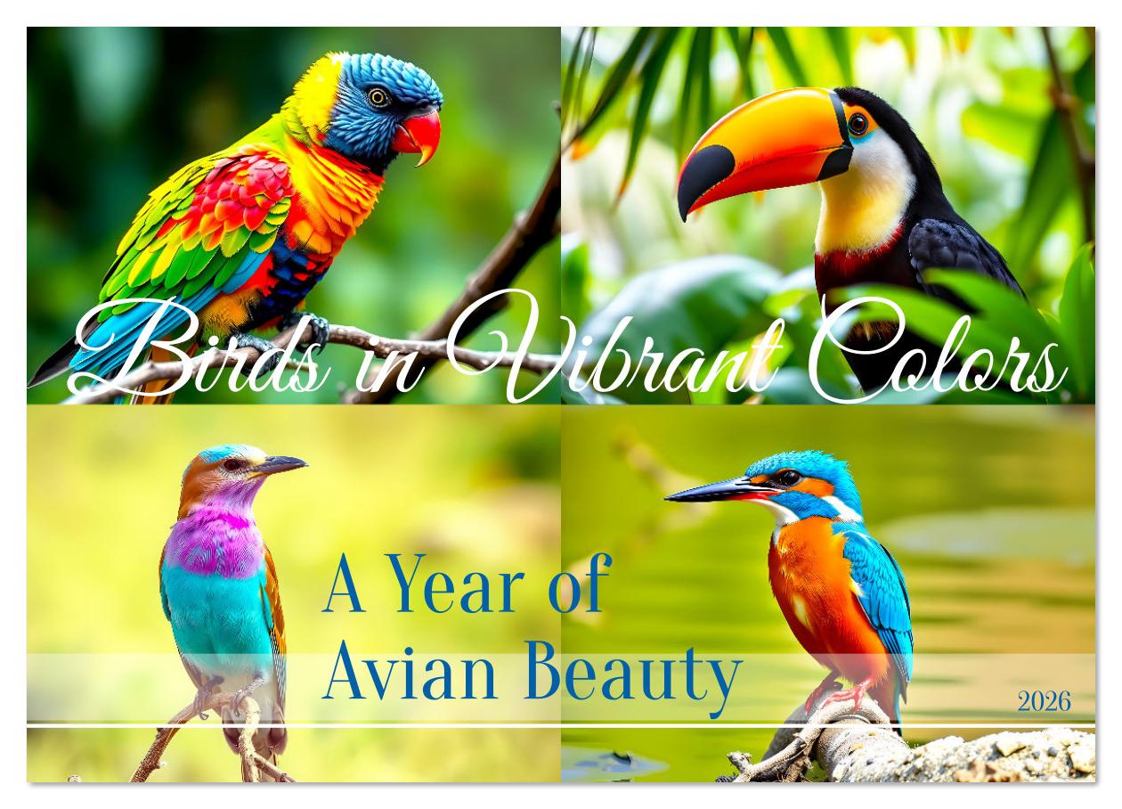 Birds in Vibrant Colors (Monthly Wall Calendar 2026 16.5 x 23.4 (open ...