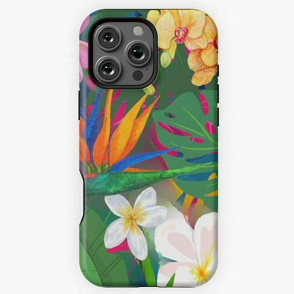 Birds of Paradise Orchid Tropical Leaves Floral Art Phone Case ...
