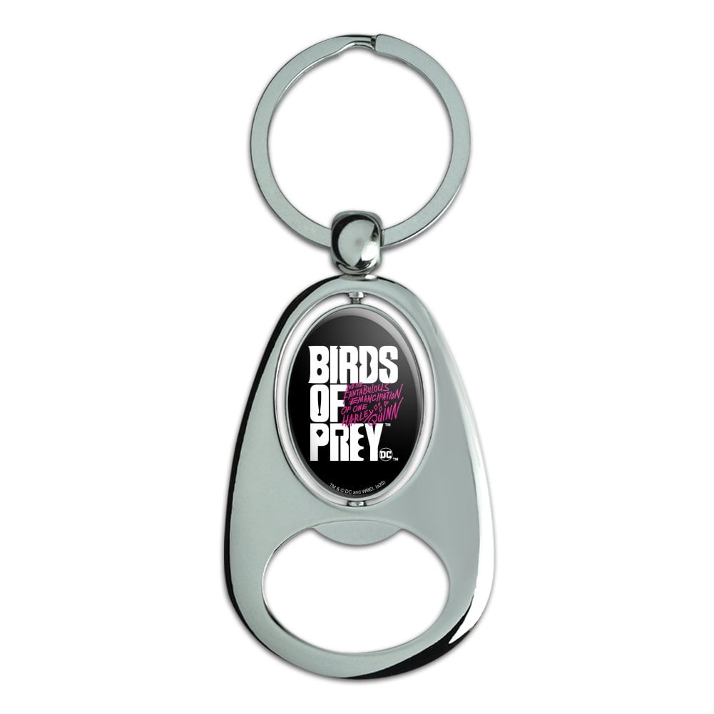 Birds of Prey Movie Logo Keychain Chrome Metal Spinning Oval Bottle ...