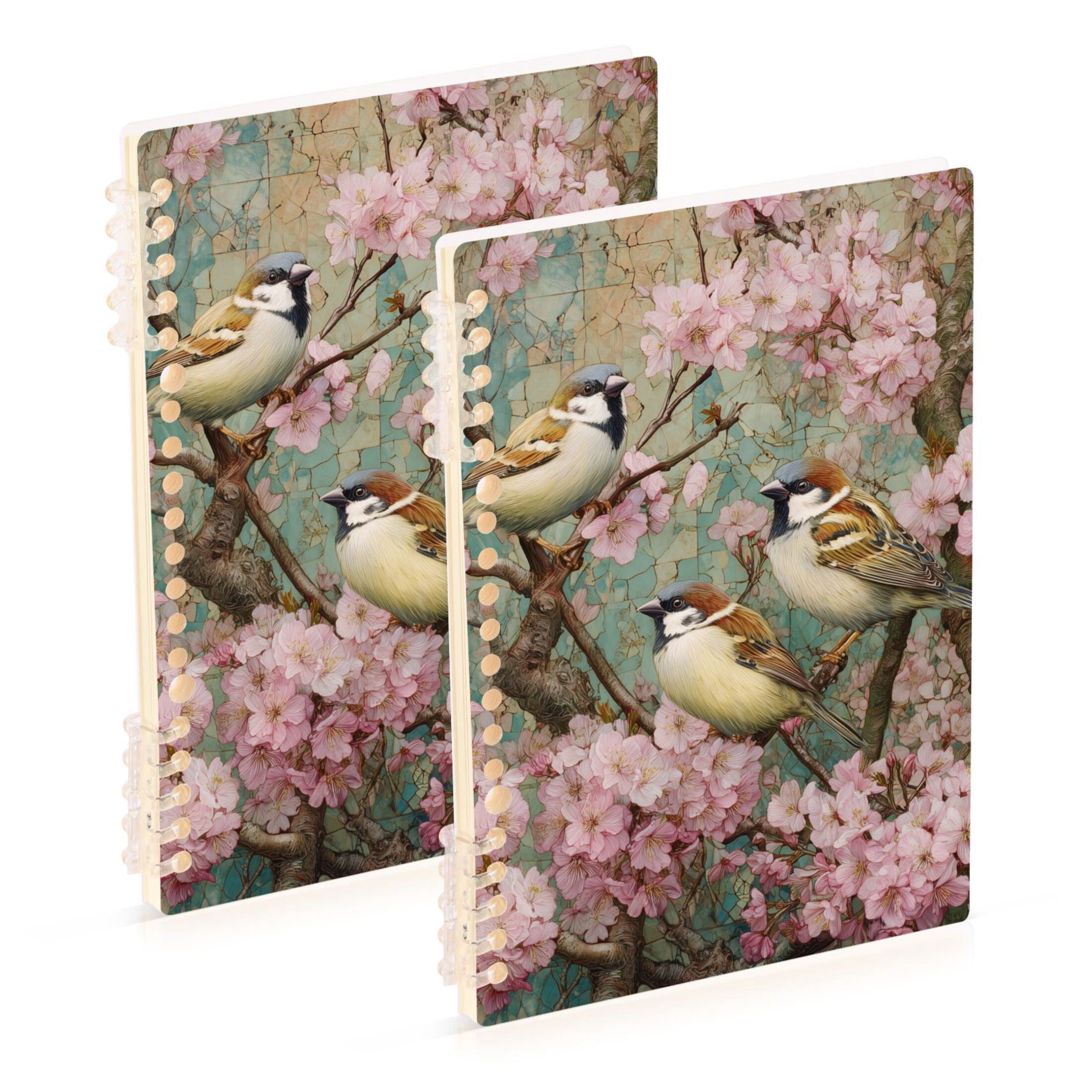 Birds on Blossom Trees Notebook Detachable Coil Notebook Diary Plan ...