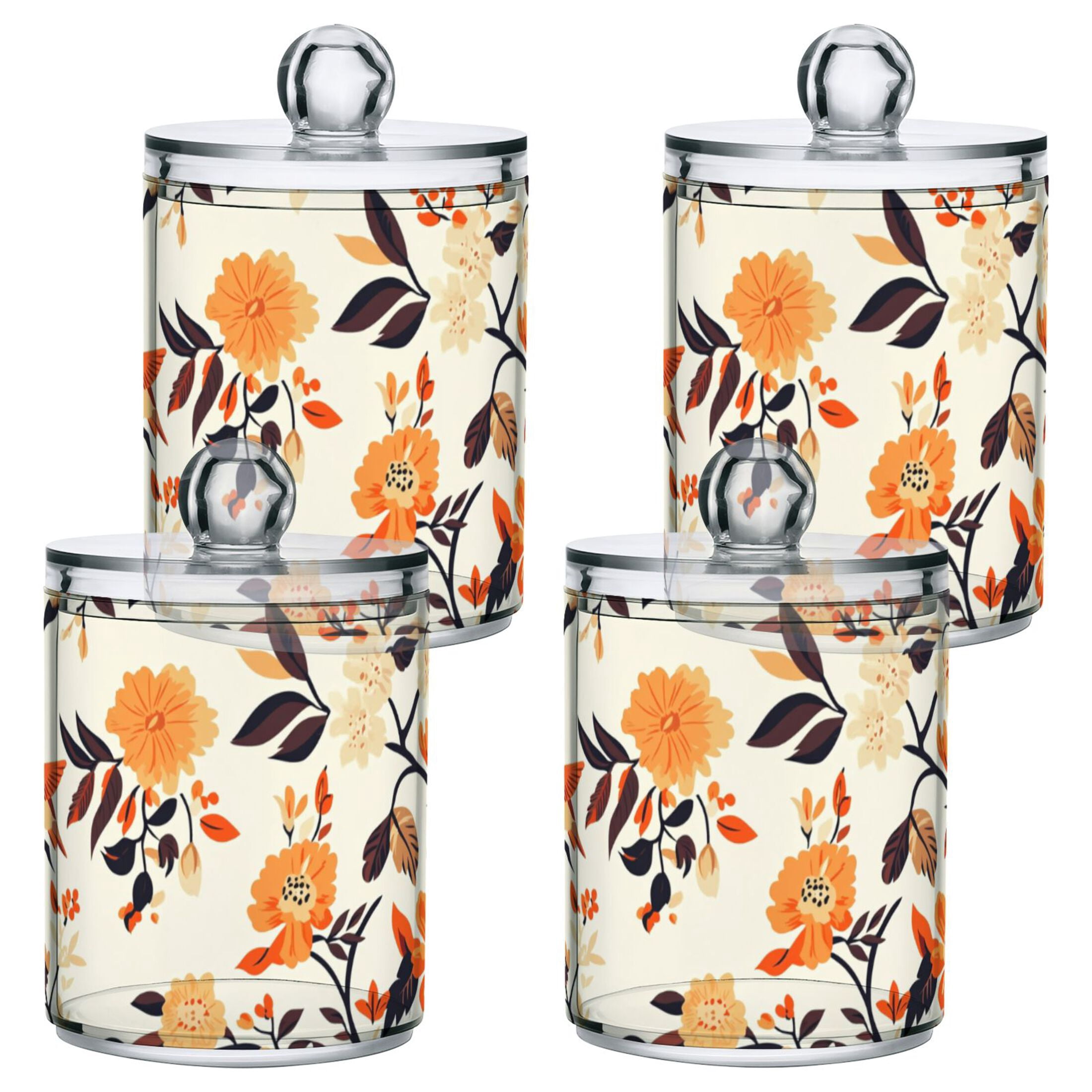 Birds on Branches Design Bathroom Canisters Set of 4 Translucent ...