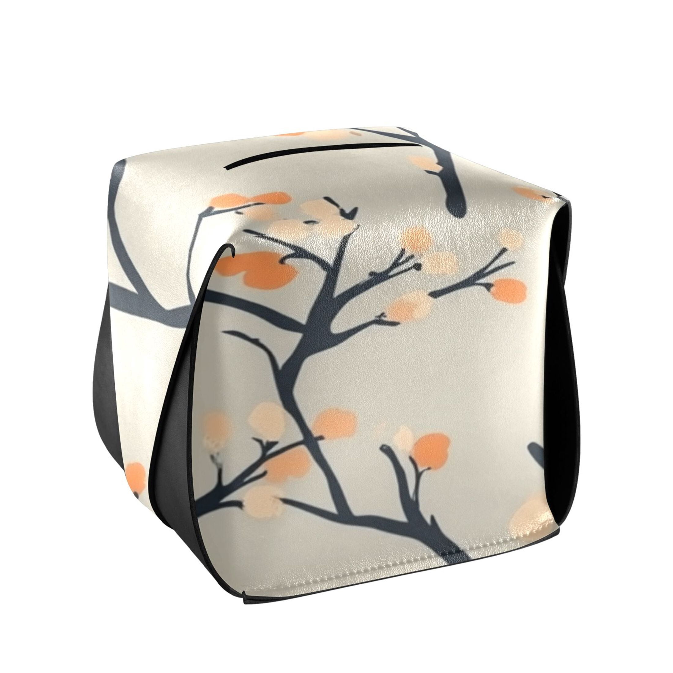 Birds on Branches Pattern 5.7in Leather Tissue Box Cover Square PVC ...