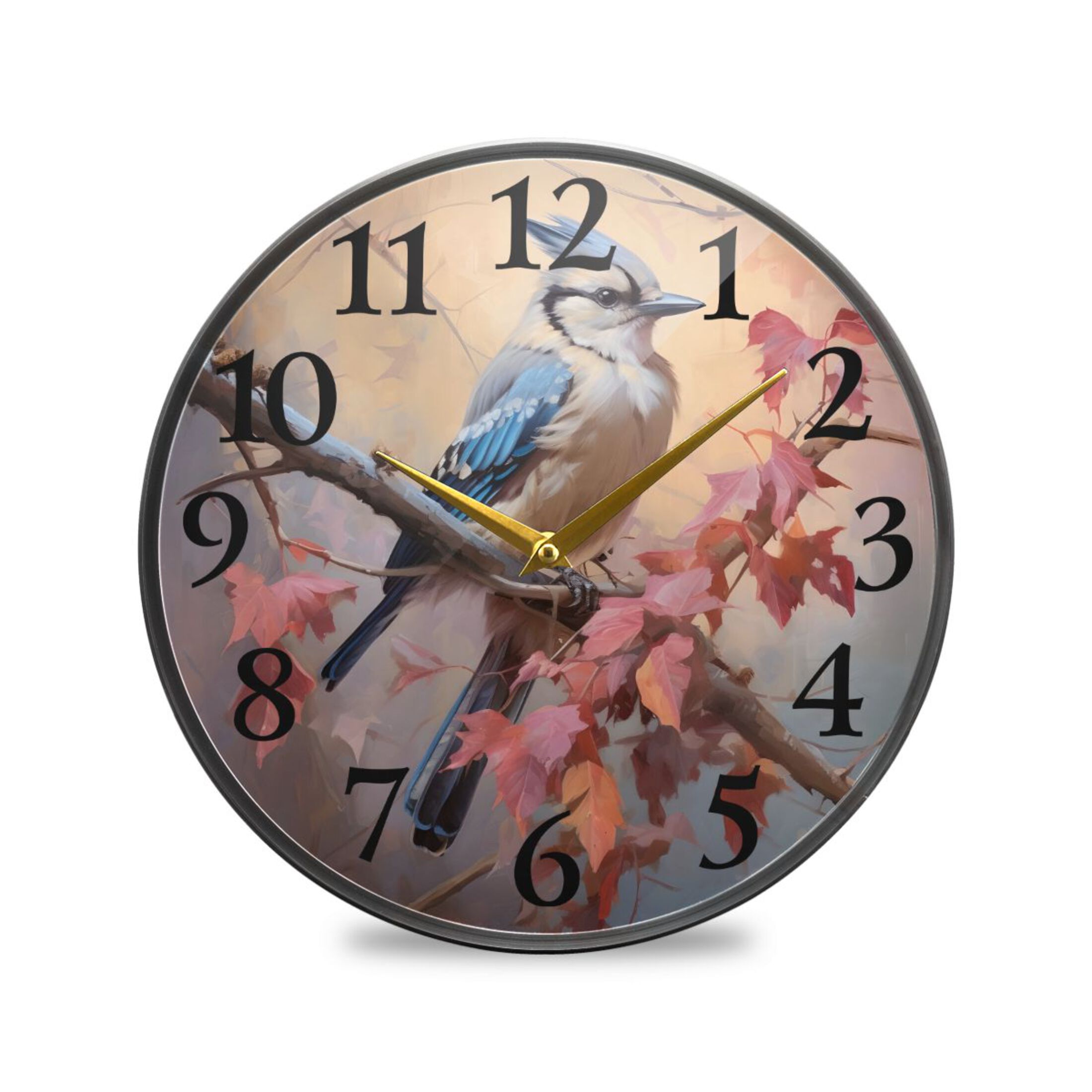 Birds on Tree Branch Wall Clocks Battery Operated 9.5 Inch Round Clock ...