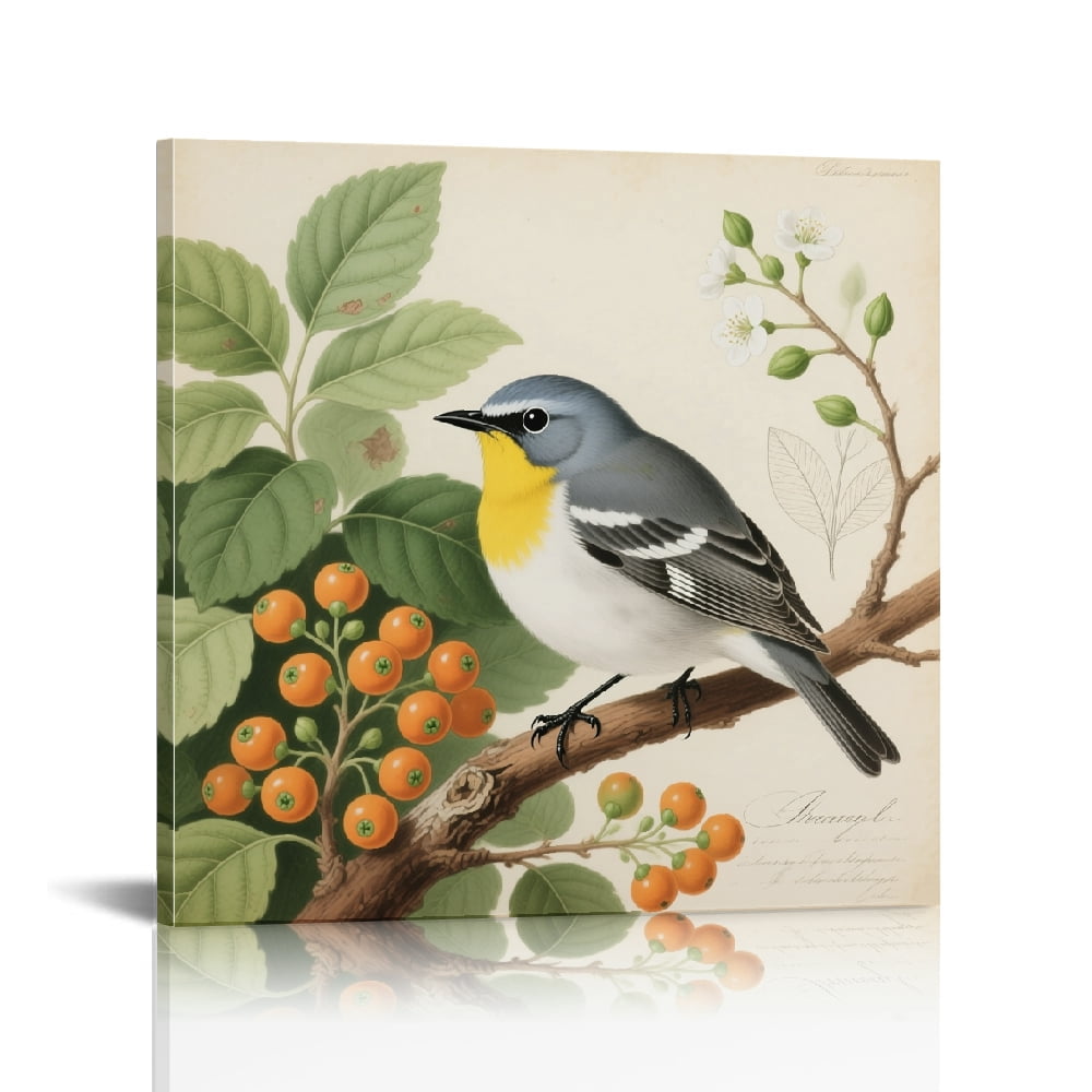 Birds on the Trees of Bloom and Butterfly Wall Decor for Bathroom, Wall ...