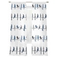 Birds on the Wire Blue Grey Sheer Curtains 2 Panels Set Sheer Window ...