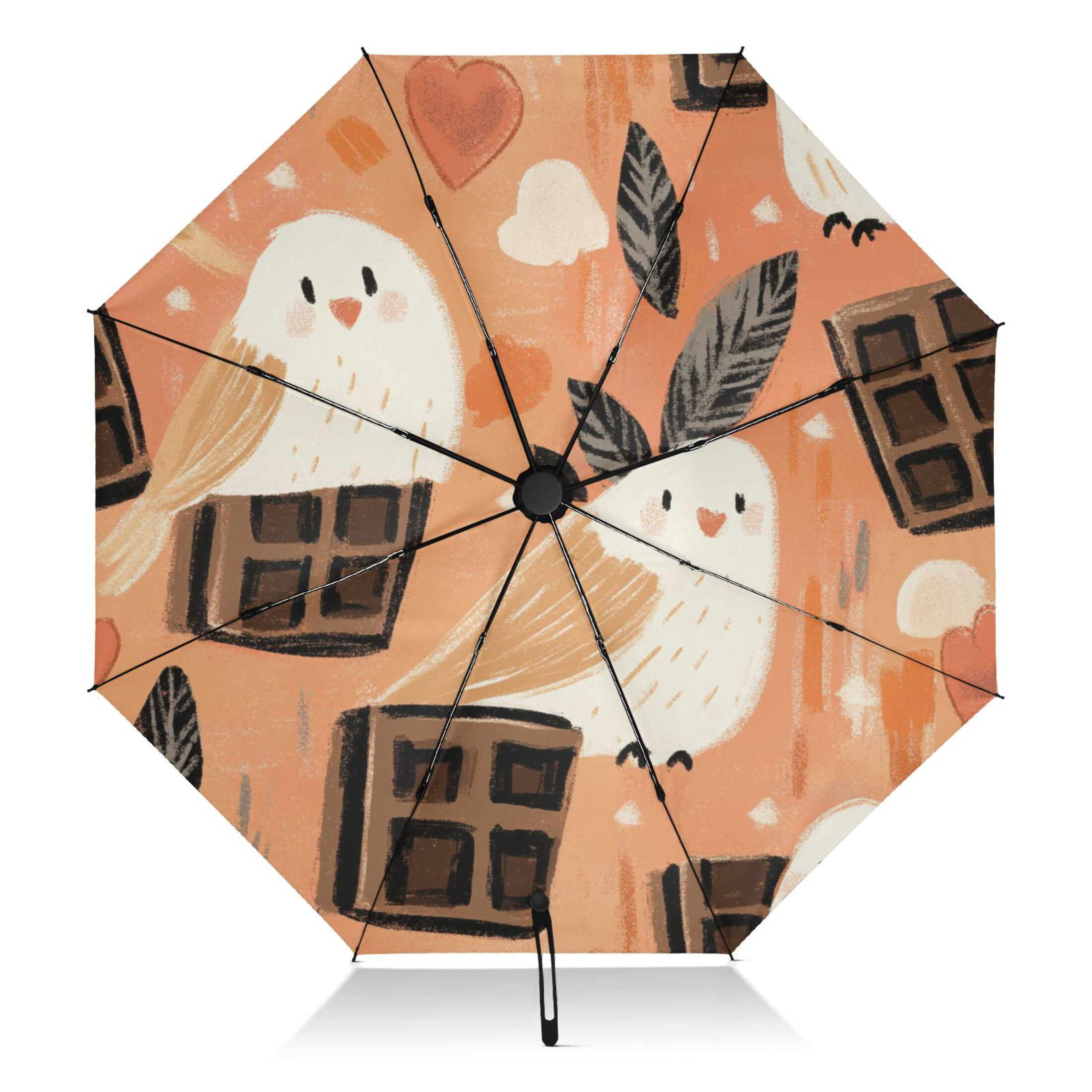 Birds with Chocolate Bars Extra Large Automatic Umbrella, UV Protection ...