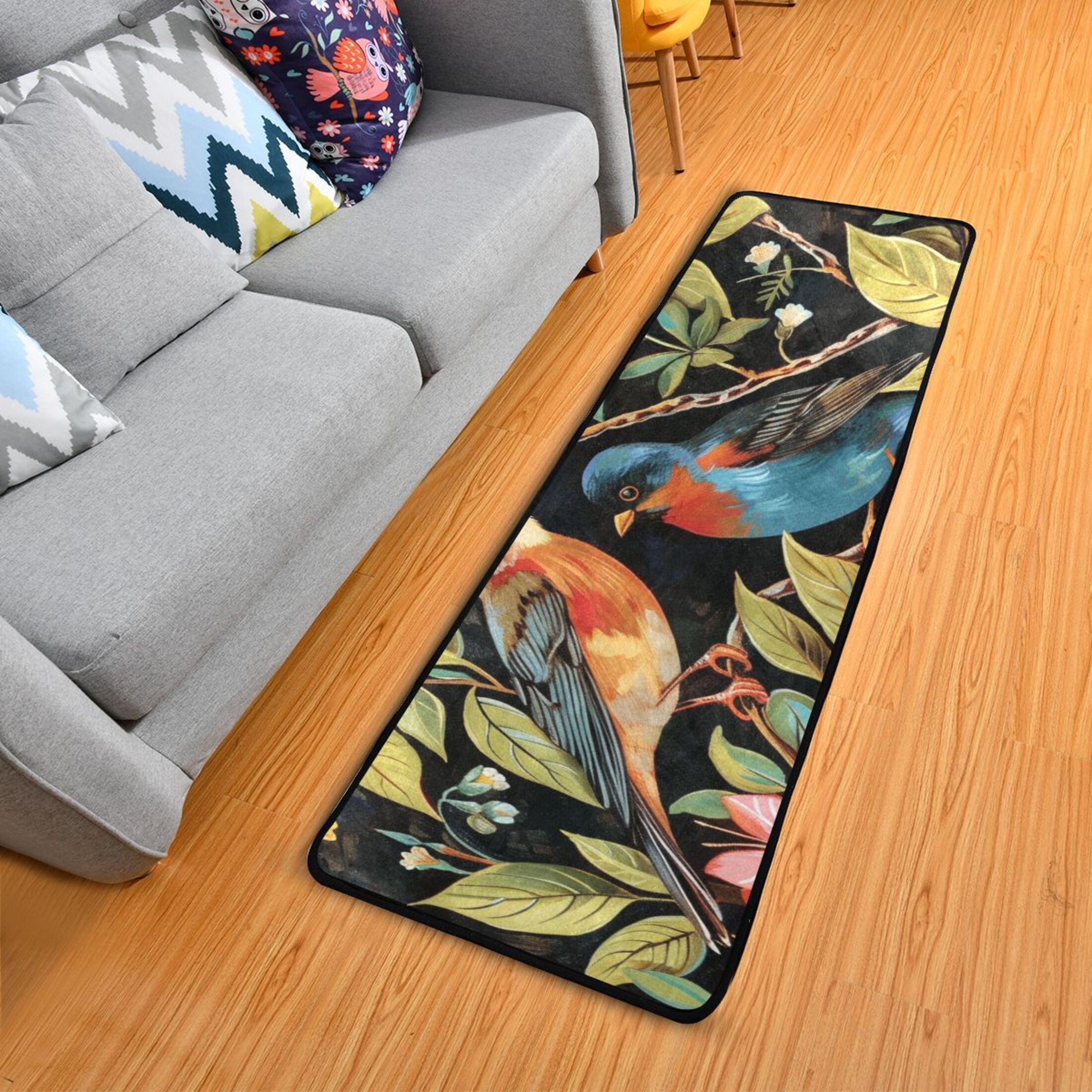 Birds with Flowers 72×24 inch Runner Rug Non-Slip Pads Ares Rugs ...