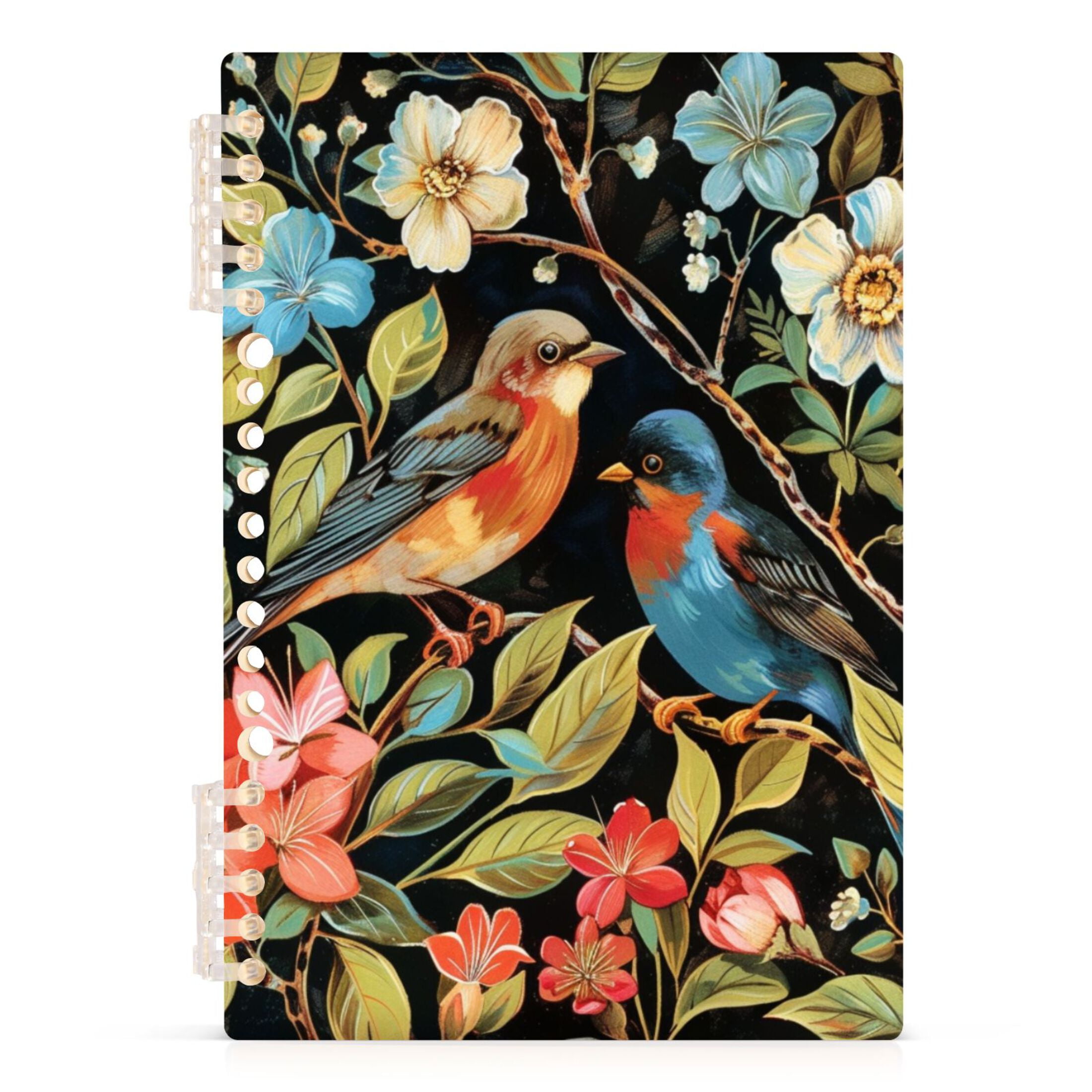 Birds with Flowers Ring Binder Notebook Journey Note Diary College ...