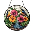 Birds with Flowers Stained Glass Window Suncatcher, Bright Nature Art ...