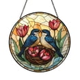 Birds with Tulip Flowers Stained Glass Style Window Hanging – Nature ...